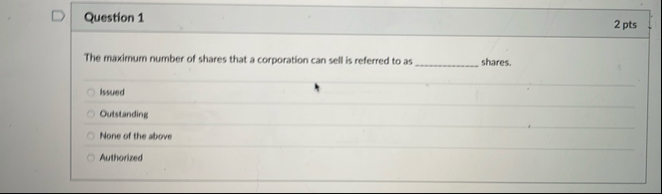 Solved Question 12 ﻿ptsThe maximum number of shares that a | Chegg.com