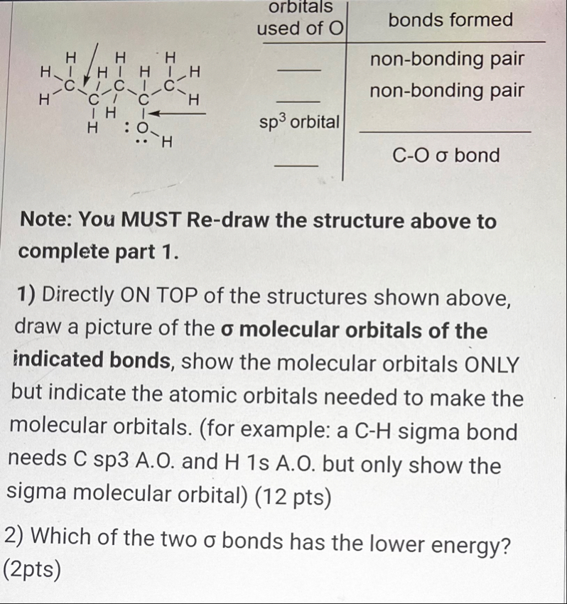 [Solved]: table[[ table[[orbitals],[used of O]],bonds forme