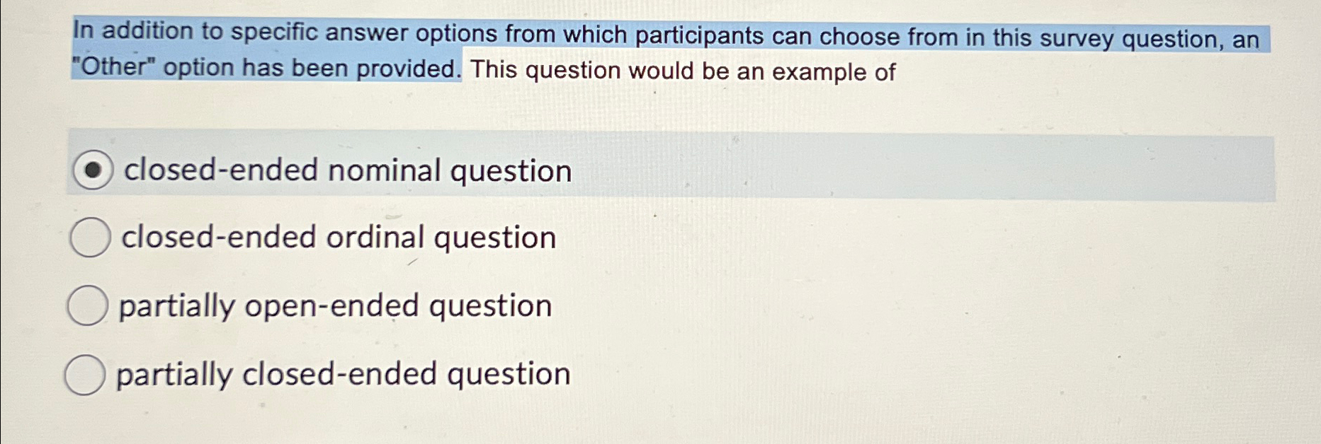 Solved In addition to specific answer options from which | Chegg.com