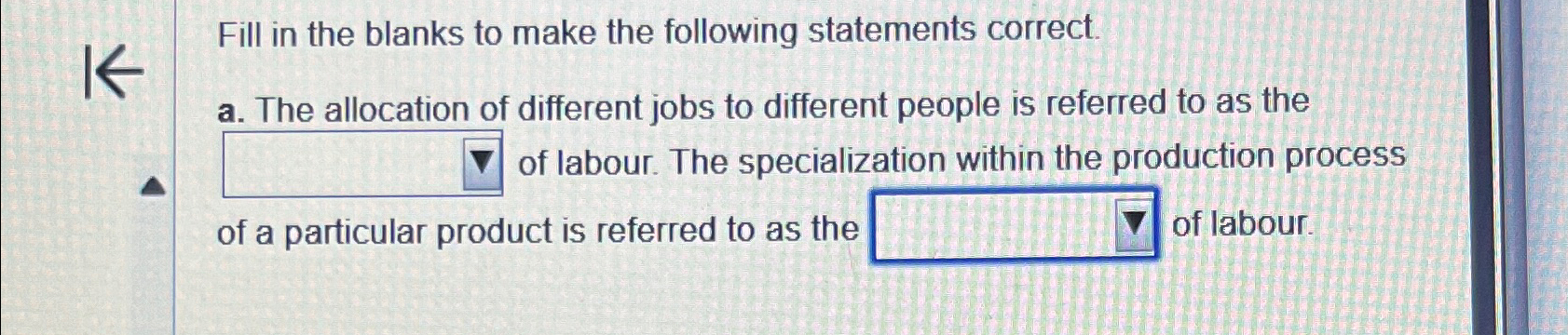 Solved Fill in the blanks to make the following statements | Chegg.com