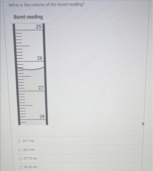 Solved What is the volume of the buret reading? Buret | Chegg.com