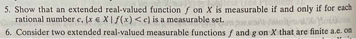 Solved 5. Show that an extended real-valued function f on X | Chegg.com