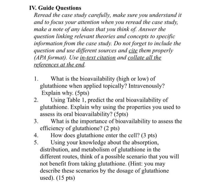 IV. Guide Questions Reread the case study carefully, | Chegg.com
