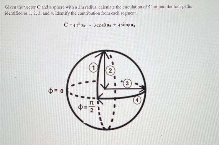 Solved Given the vector C and a sphere with a 2 m radius, | Chegg.com