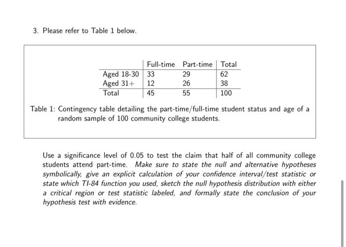 Solved 3. Please refer to Table 1 below. Table 1: | Chegg.com