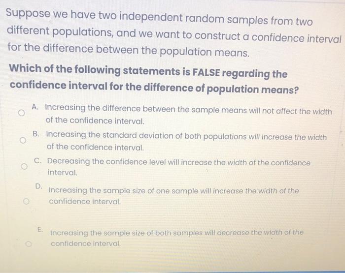 Solved Suppose we have two independent random samples from | Chegg.com