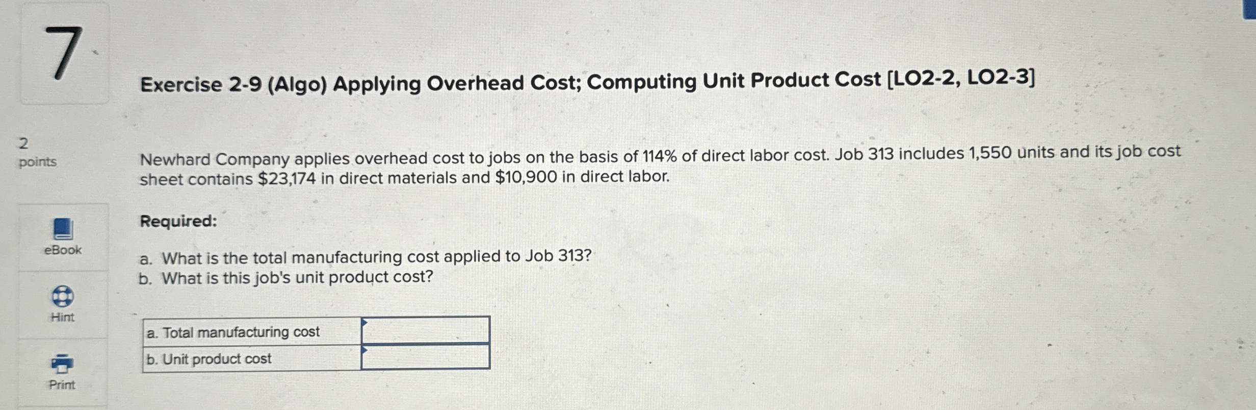 Solved Exercise 2-9 (Algo) ﻿Applying Overhead Cost; | Chegg.com