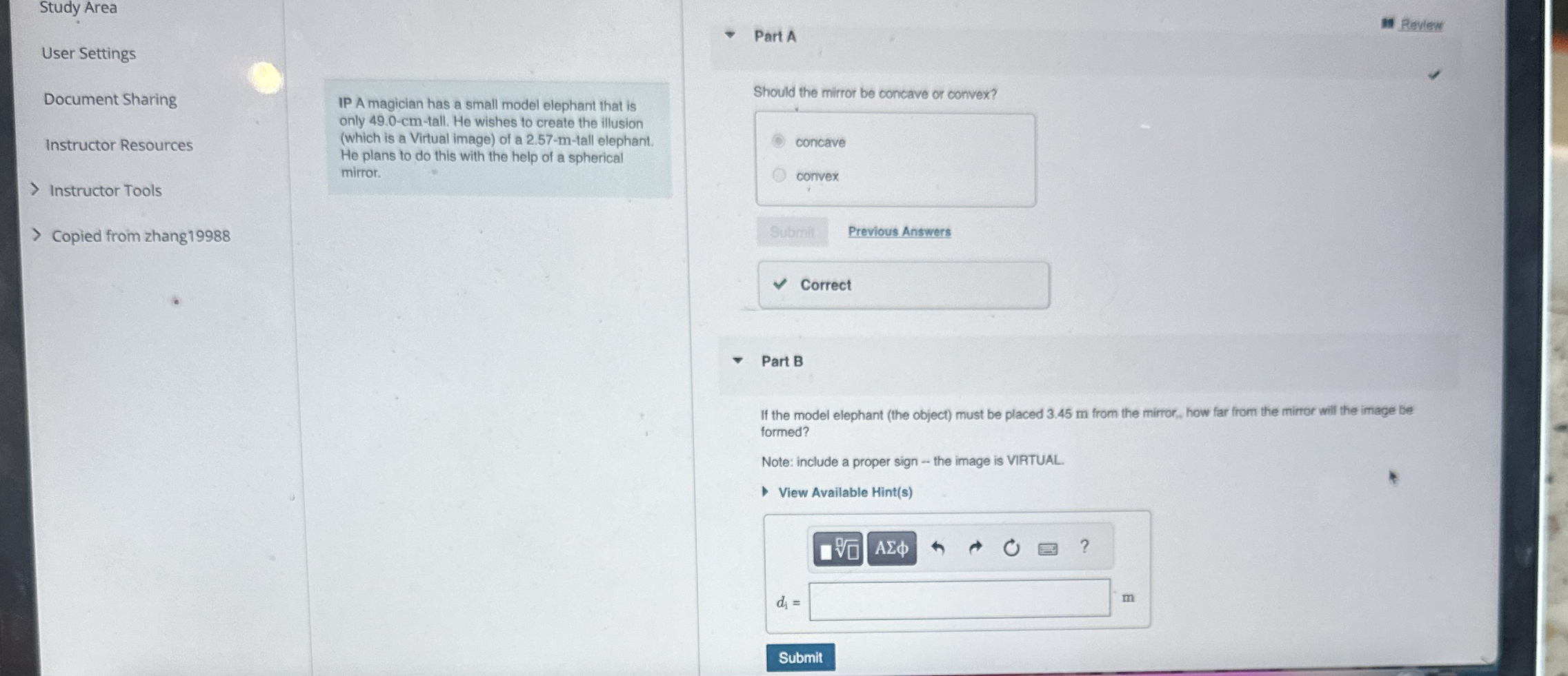 Study AreaUser SettingsDocument SharingInstructor | Chegg.com