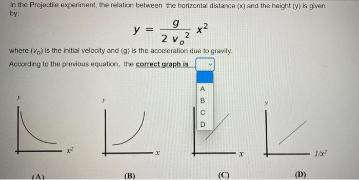 Solved In the Projectile experiment, the relation between | Chegg.com