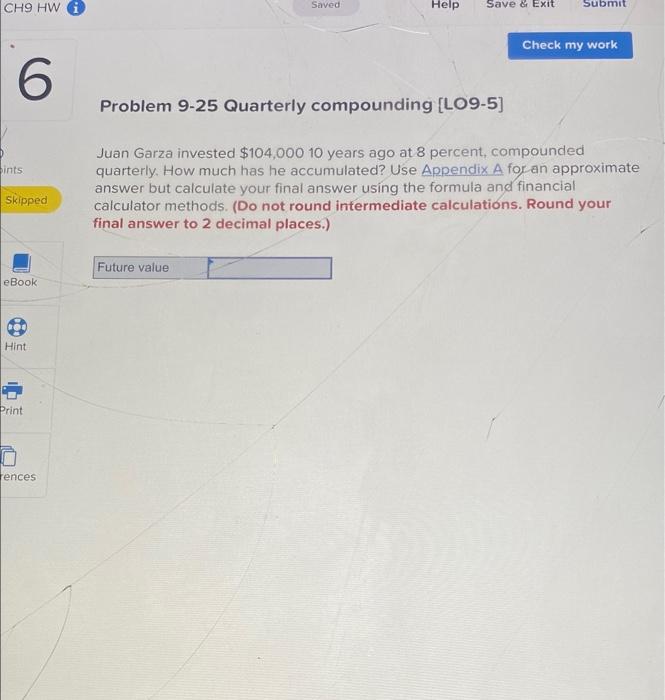 Solved CH9 HW i 6 ints Skipped eBook B Hint 1 Print rences | Chegg.com Solved CH9 HW i 6 ints Skipped eBook B Hint 1 Print rences | Chegg.com