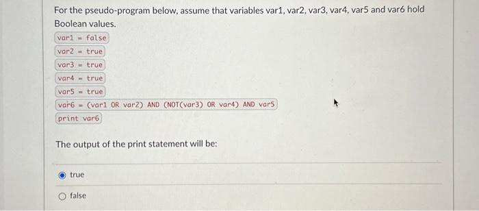 Solved For the pseudo-program below, assume that variables | Chegg.com