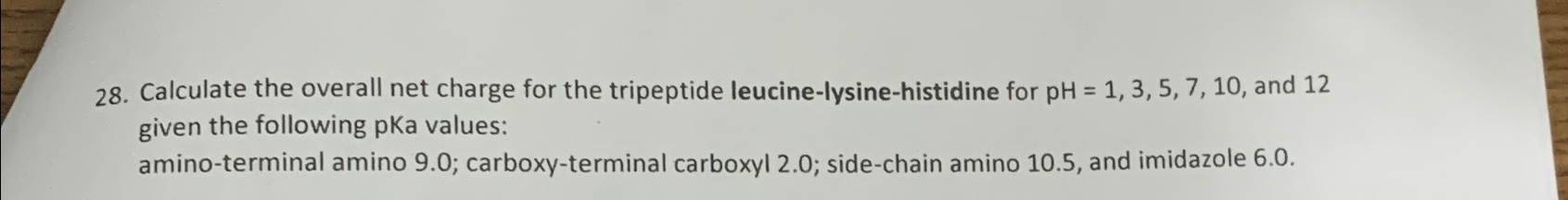 Solved Calculate the overall net charge for the tripeptide | Chegg.com