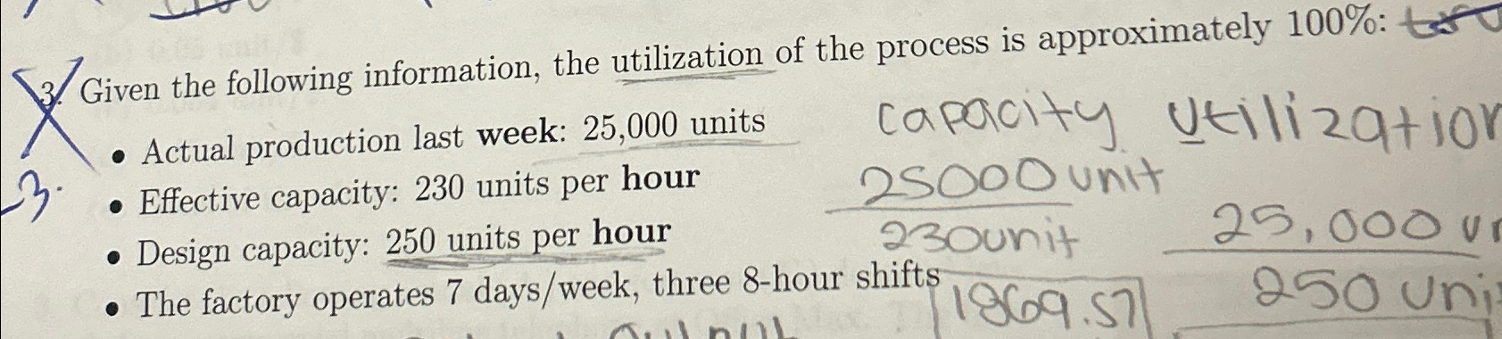 Solved Given the following information, the utilization of | Chegg.com
