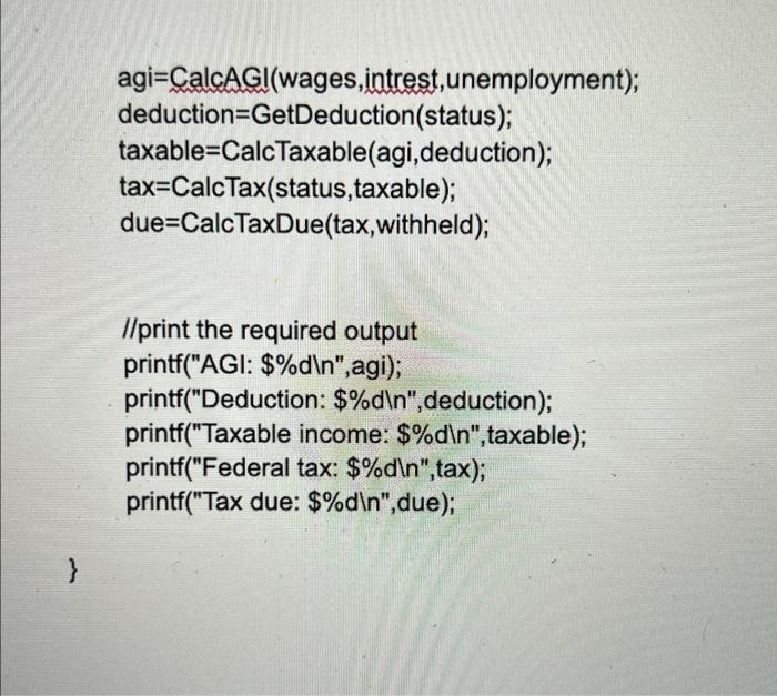 Solved 20.9 LAB*: Program: Income tax form - functions | Chegg.com
