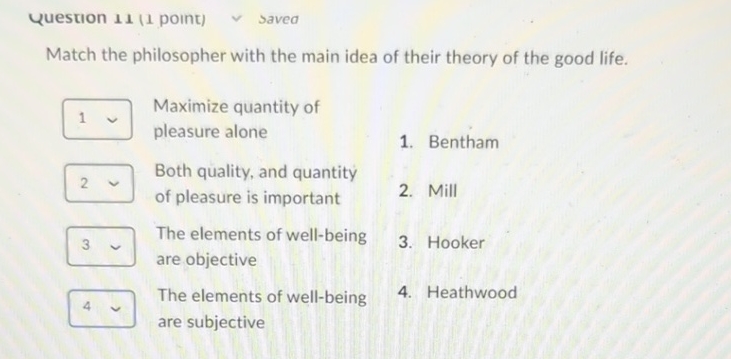 Solved Question 11 (1 ﻿point)savedMatch the philosopher with | Chegg.com