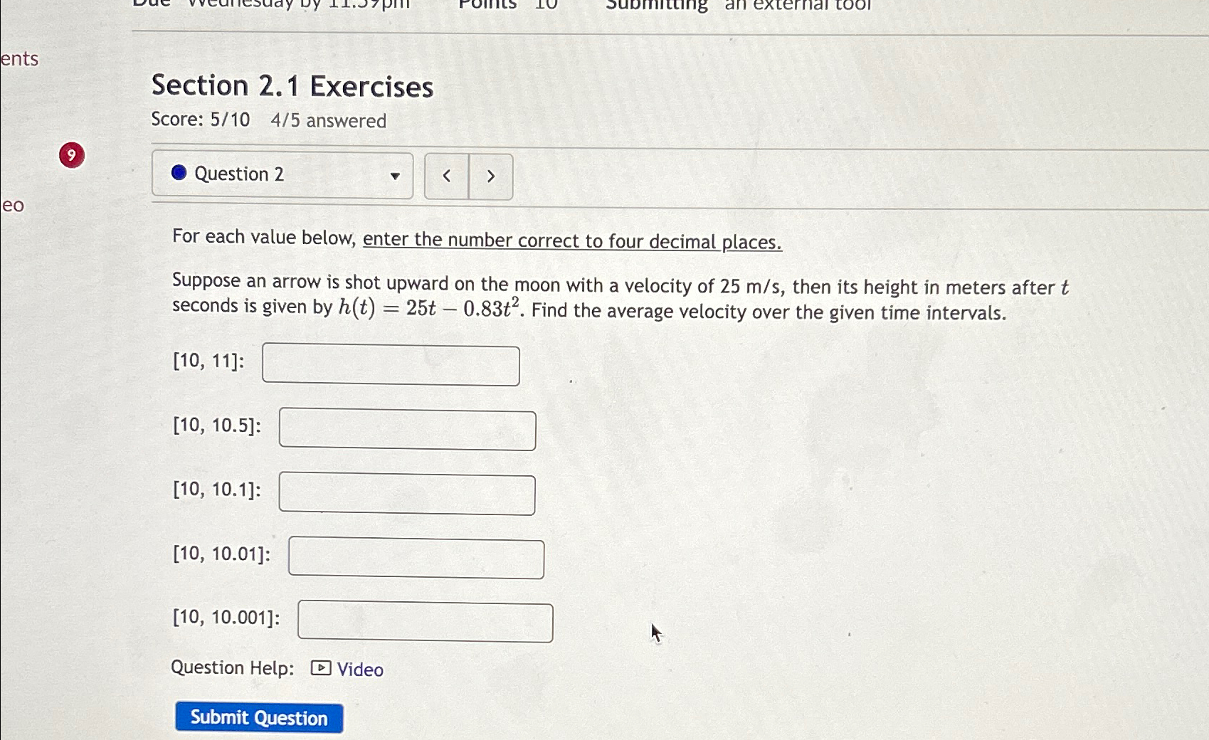 Solved Section 2.1 ﻿ExercisesScore: 5/104/5 ﻿answeredFor | Chegg.com