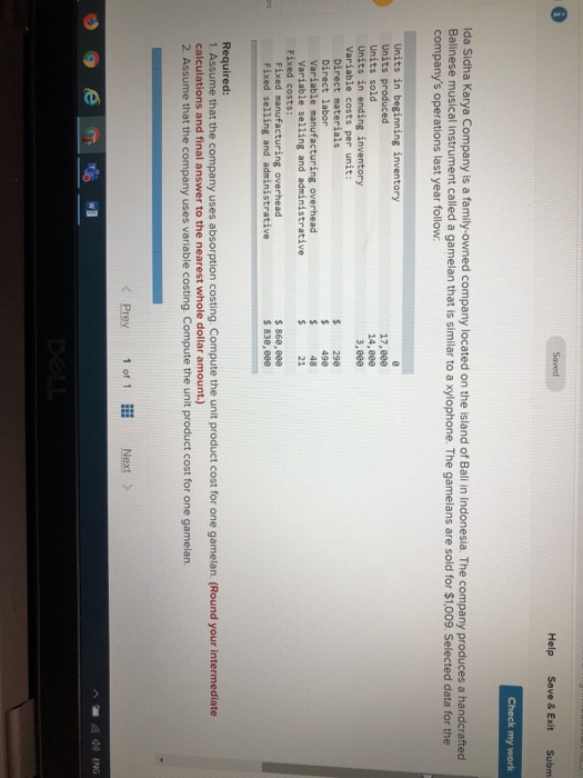 Solved Saved Help Save & Exit Subm Check my work Ida Sidha | Chegg.com