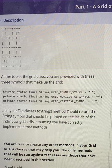 The printGrid() method ( 8 Points): The print Grid | Chegg.com