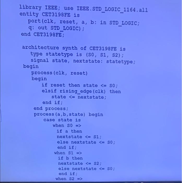 Solved library IEEE; use IEEE. STD_LOGIC_1164.all entity | Chegg.com