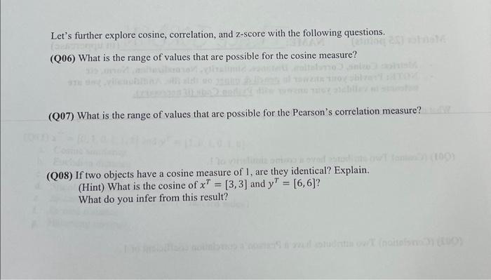 Solved Let's further explore cosine, correlation, and | Chegg.com