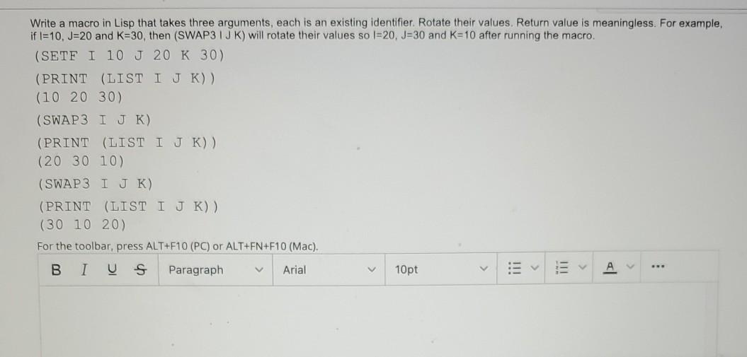 Solved Write a macro in Lisp that takes three arguments, | Chegg.com