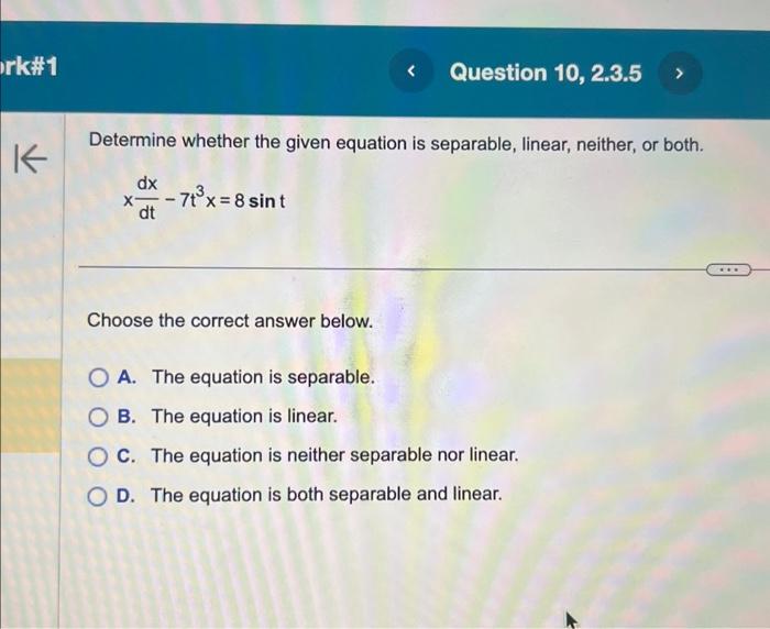 Solved Determine whether the given equation is separable, | Chegg.com