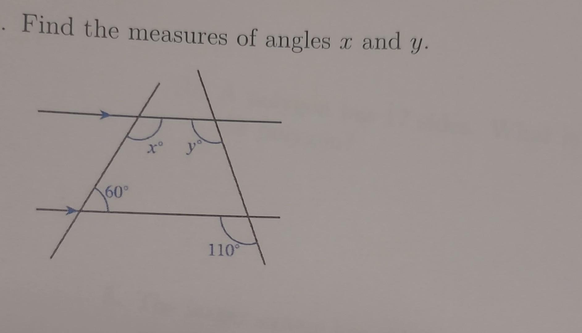 Solved Find the measures of angles x and y. | Chegg.com