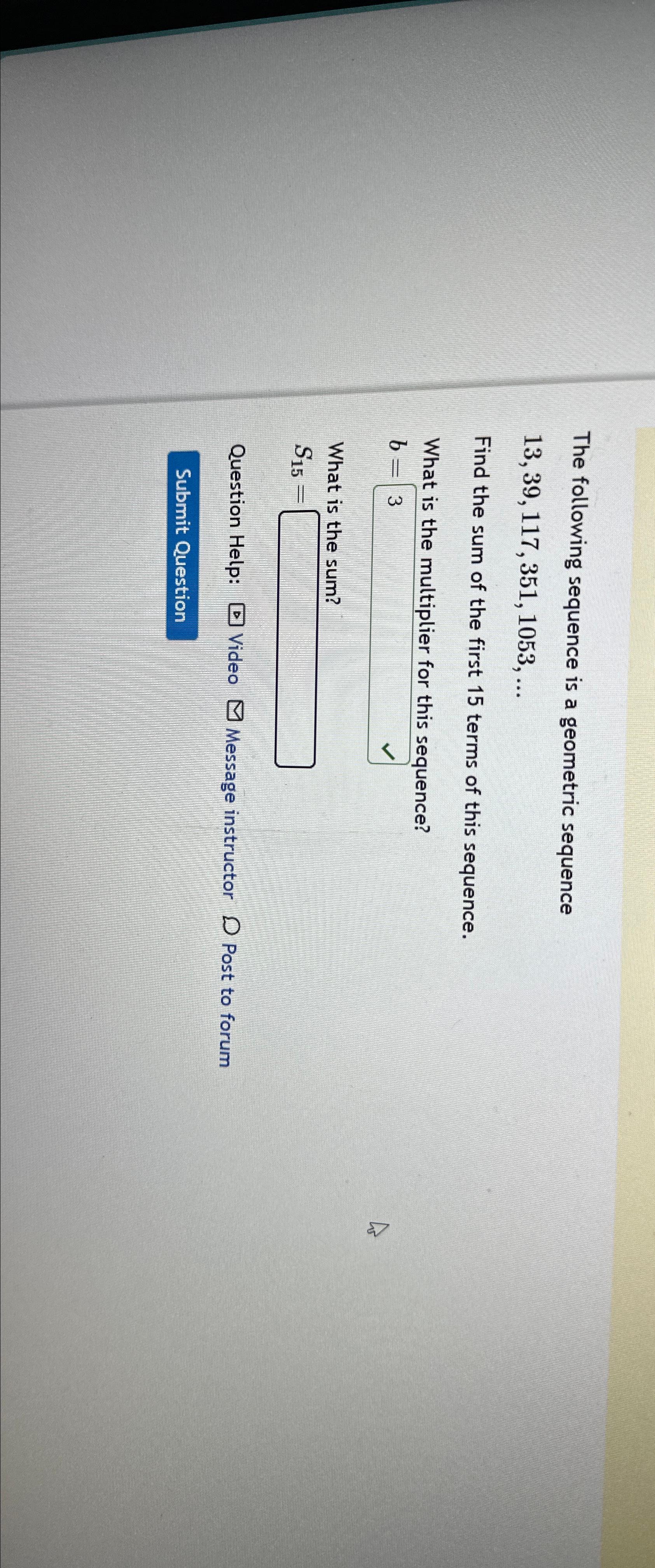 Solved The following sequence is a geometric | Chegg.com