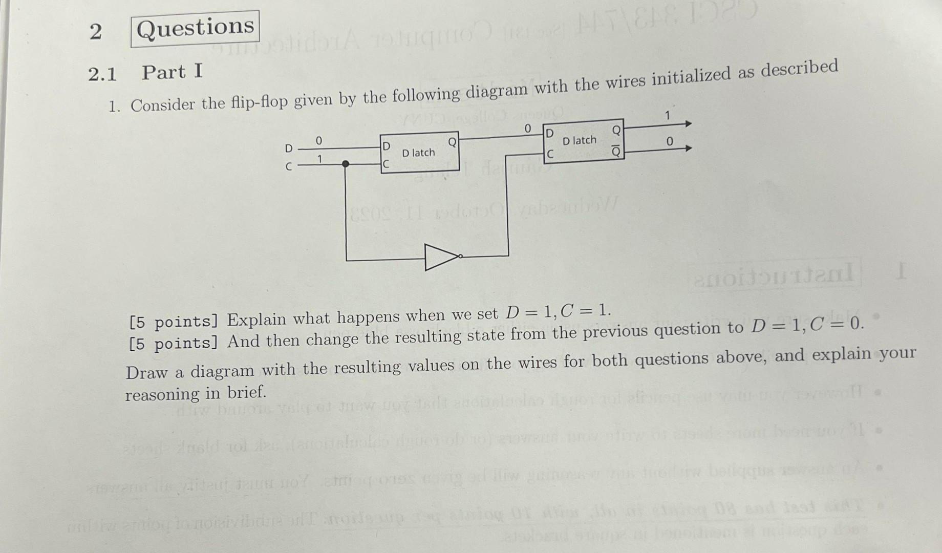Solved .1 Part I 1. Consider the flip-flon given by the | Chegg.com