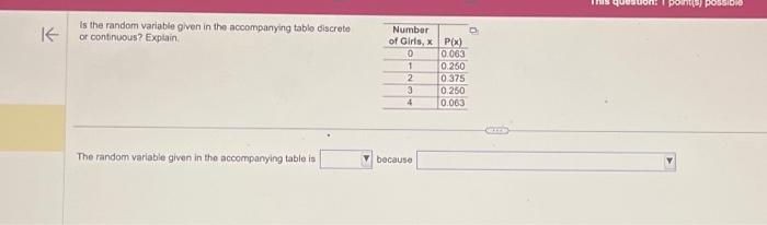 Solved Is the random variable given in the accompanying | Chegg.com