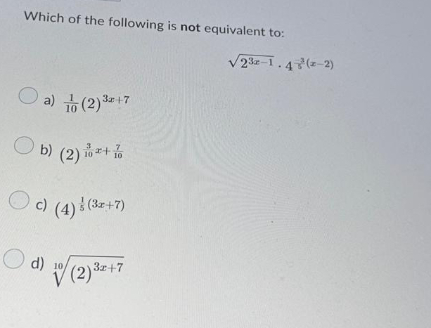 Solved Which of the following is not equivalent | Chegg.com
