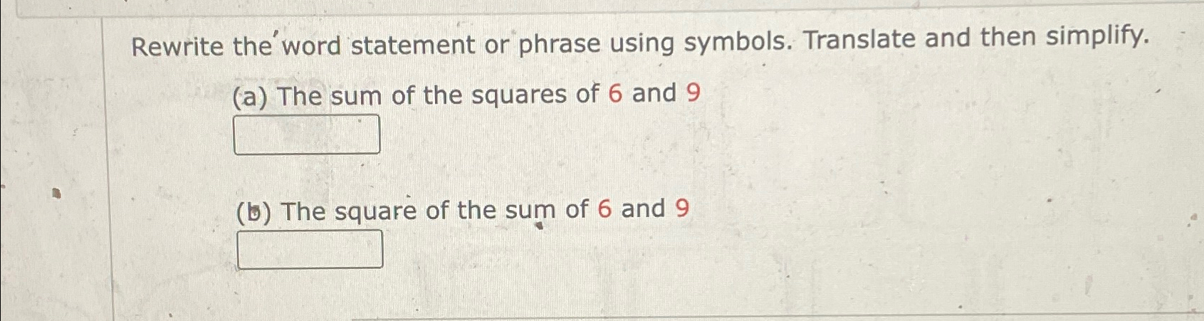 Solved Rewrite the word statement or phrase using symbols. | Chegg.com