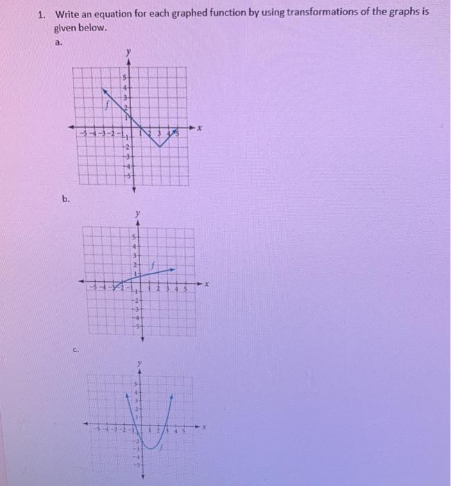 Solved 1 Write An Equation For Each Graphed Function By
