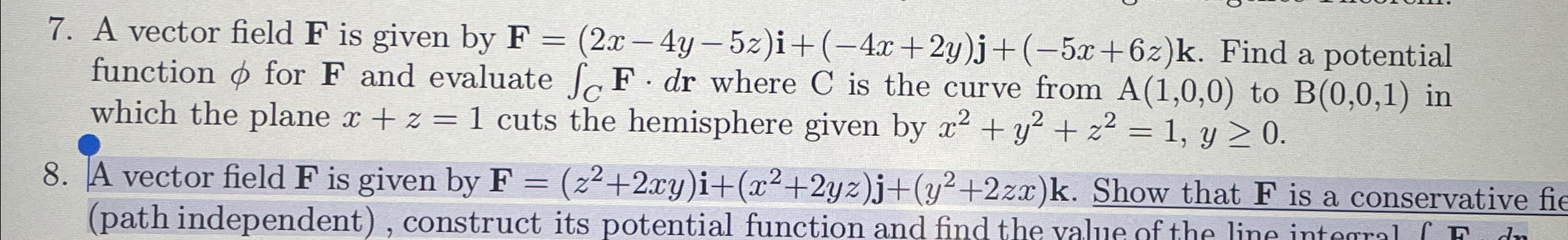 Solved A vector field F ﻿is given by | Chegg.com