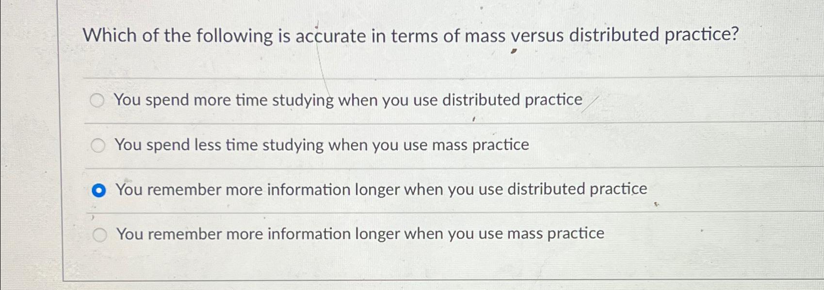 Solved Which of the following is accurate in terms of mass | Chegg.com