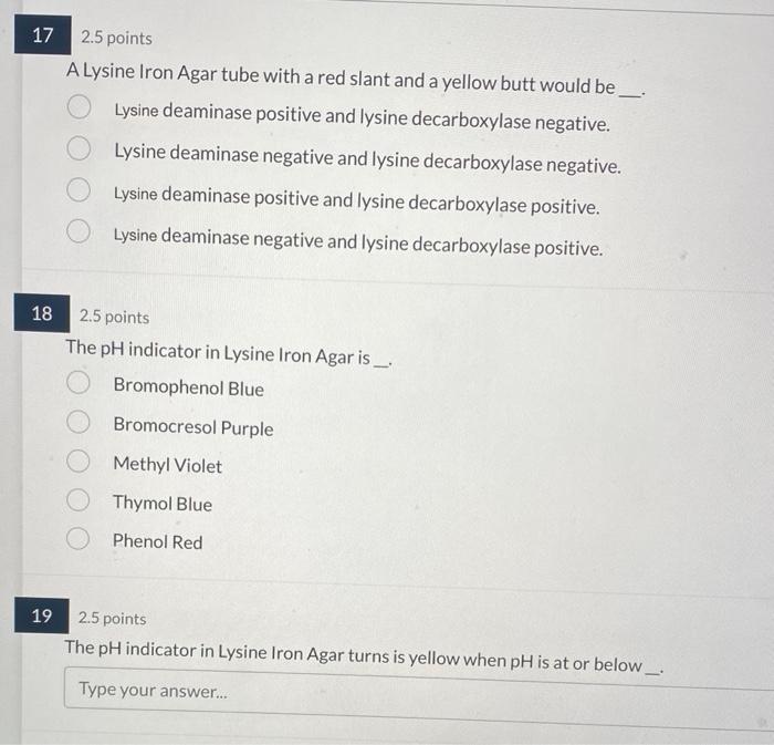 Solved A Lysine Iron Agar tube with a red slant and a yellow | Chegg.com