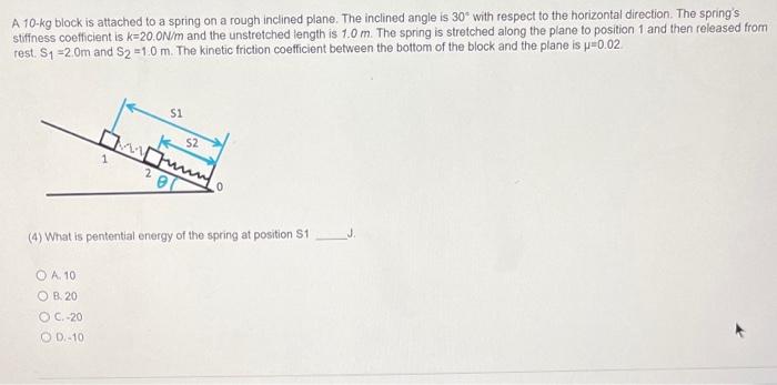 Solved A 10-kg block is attached to a spring on a rough | Chegg.com