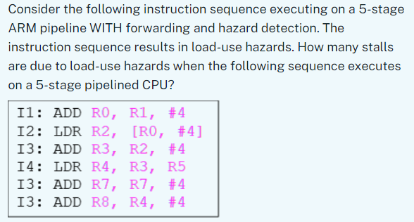 Solved Consider the following instruction sequence executing | Chegg.com