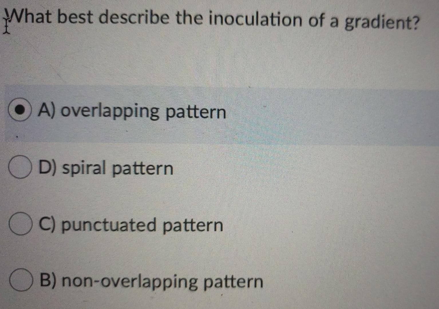 Solved What best describe the inoculation of a gradient? A) | Chegg.com