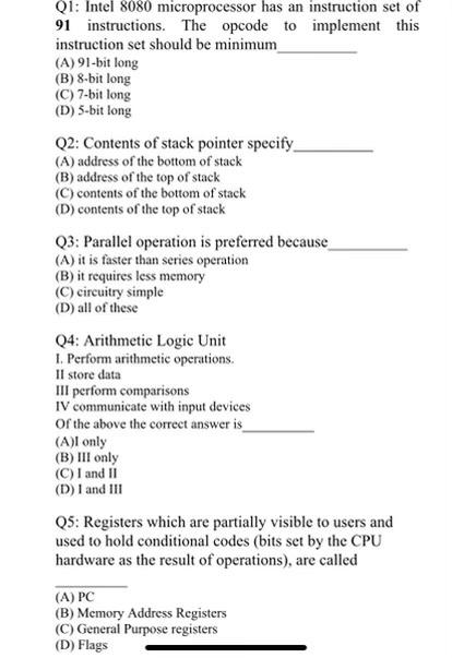 Solved Q1: Intel 8080 microprocessor has an instruction set | Chegg.com