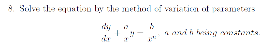 Solved Solve the equation by the method of variation of | Chegg.com