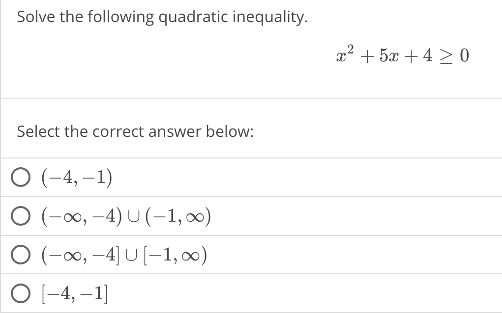 Solved Solve the following quadratic | Chegg.com