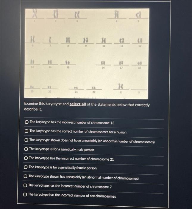 Solved Examine This Karyotype And Select All Of The 1279