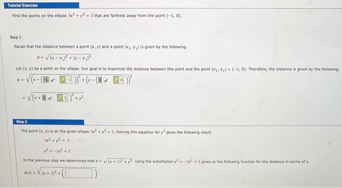 Solved Find the points on the ellipse 3x2+y2=3 that are | Chegg.com