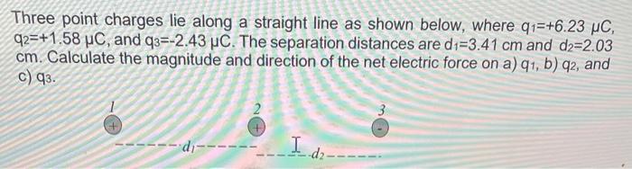 Solved Three point charges lie along a straight line as | Chegg.com