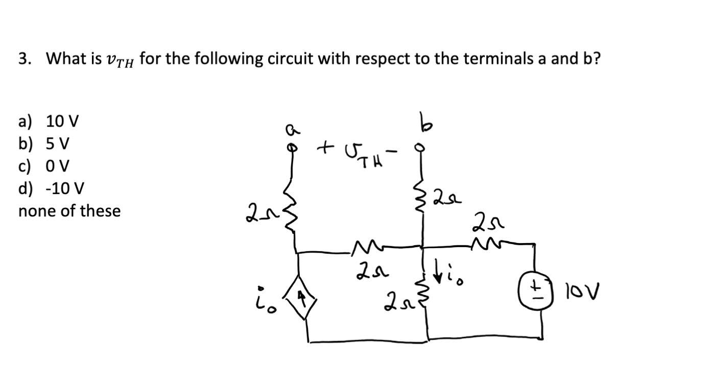 Solved What is vTH ﻿for the following circuit with respect | Chegg.com