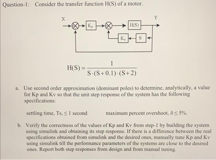 Solved Question-1: Consider the transfer function H(S) of a | Chegg.com