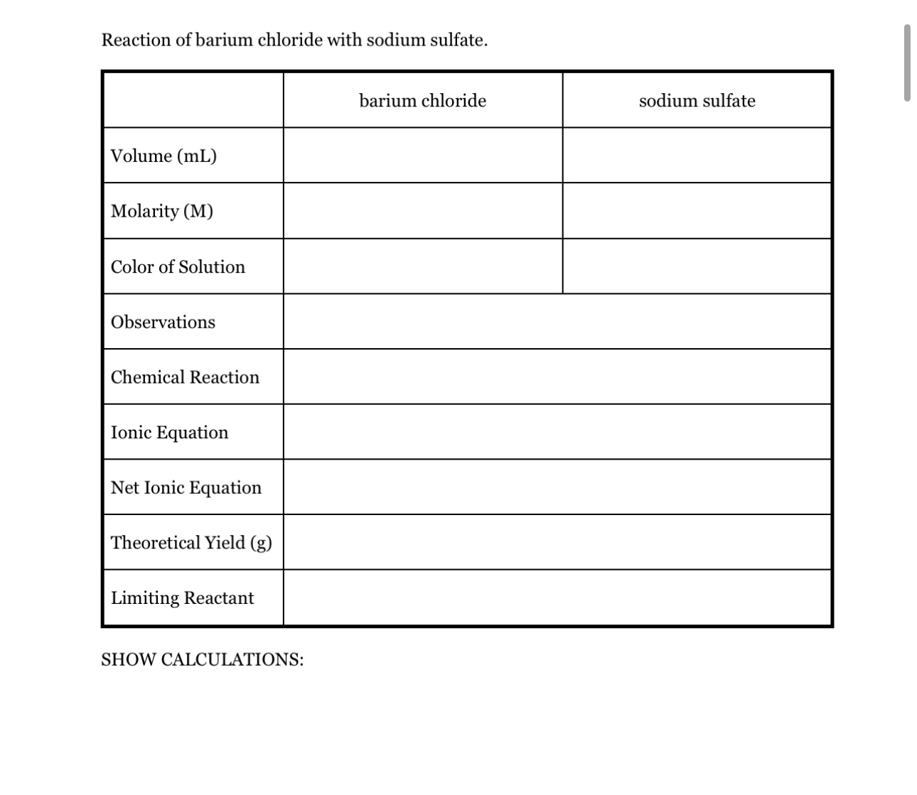 Reaction of barium chloride with sodium | Chegg.com