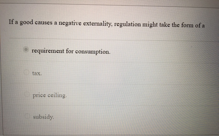 Solved If a good causes a negative externality, regulation | Chegg.com