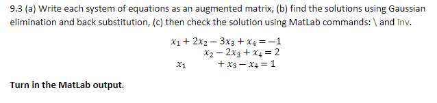 Solved 9.3 (a) ﻿Write each system of equations as an | Chegg.com